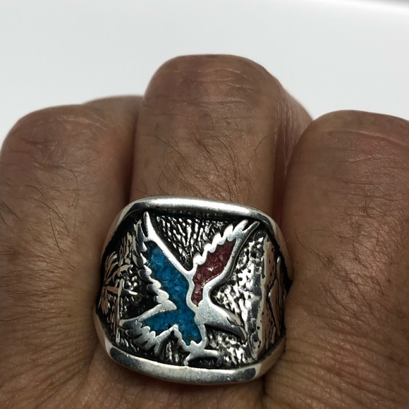 Nemesis jewrlry NYC | Accessories | Vintage Turquoise Inlay Eagle Ring ...